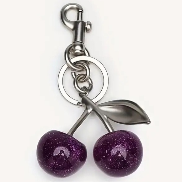 Accessories | Purple Cherry Bag Charmkey Chain Silver Tone | Poshmark